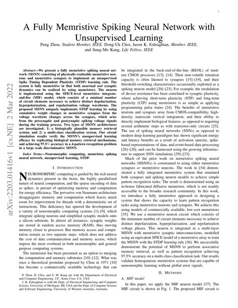 pdf a fully memristive spiking neural network with unsupervised learning