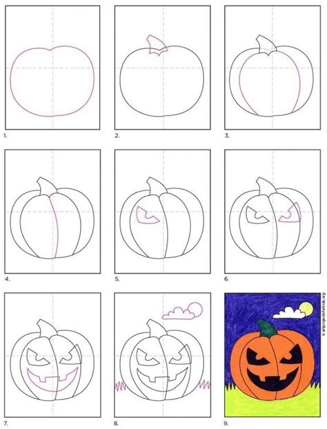 How To Draw Pumpkins For Halloween With Easy Step By Step Drawing