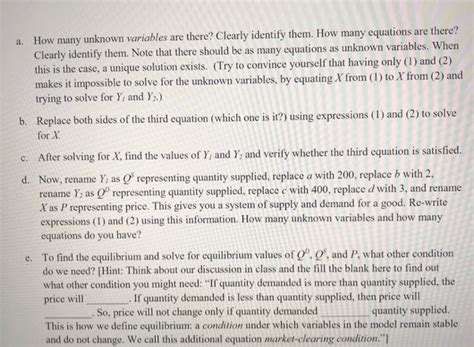 solved consider two equations describing the relationship