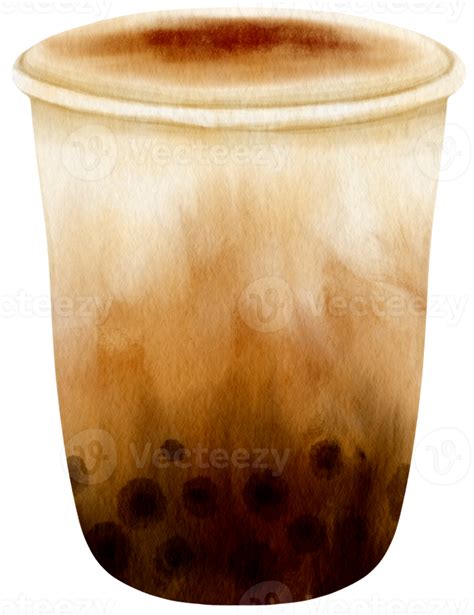 Bubble Milk Tea Watercolor Illustration Png