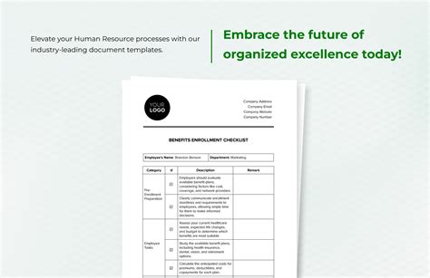 Benefits Enrollment Checklist HR Template In Word PDF Google Docs