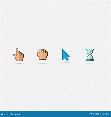Pixel Colorful Cursors Icons On Black Vector Cartoondealer