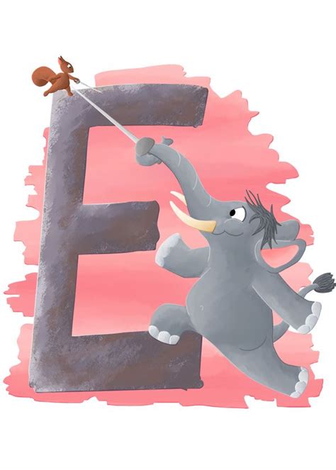 Abécédaire animalier E comme éléphant écureuil édenté escrime