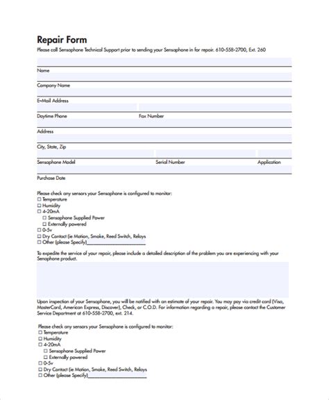 Printable Cell Phone Repair Form Word Doc Printable Forms Free Online