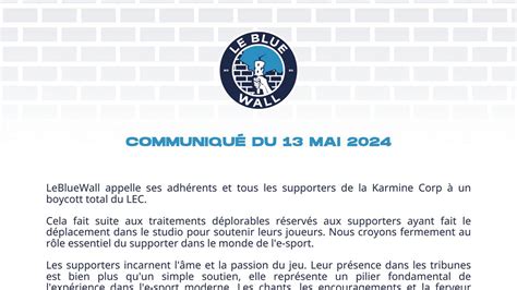 Boycott LEC Le Blue Wall L Association De Fan De La Karmine Corp