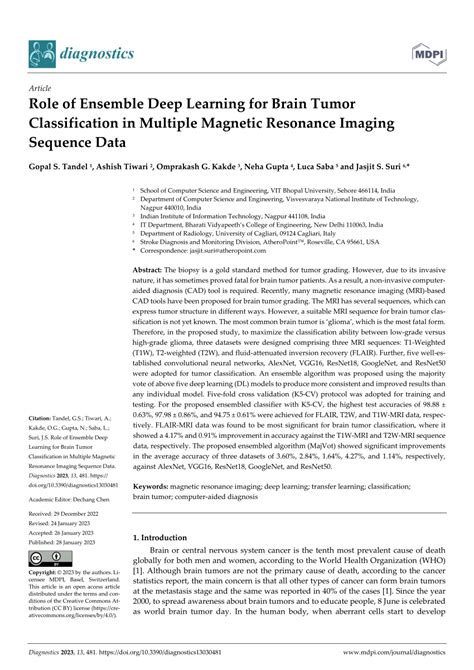 pdf role of ensemble deep learning for brain tumor classification in multiple magnetic