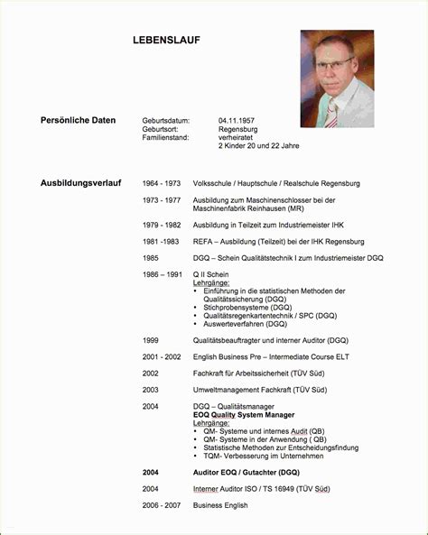 Lebenslauf Word Erstellen Tabellarischer Lebenslauf Word