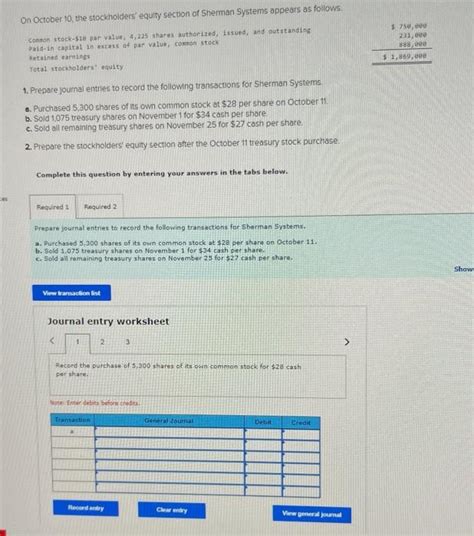 Solved On October The Stockholders Equity Section Of Chegg