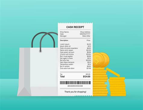 Receipt Vector Illustration Of Realistic Payment Paper Bills For Cash