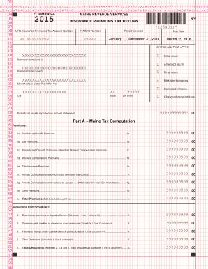 Fillable Online State Me FORM INS 4 MAINE REVENUE SERVICES 2015 State