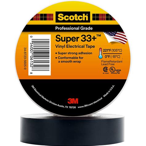 M Scotch Vinyl Electrical Tape Super Black Mm X M