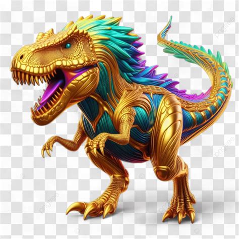 A Vibrant Golden T Rex Dinosaur Contrasts Sharply With Black Background