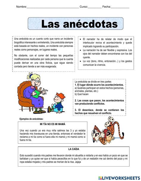 Ficha de Anécdotas in 2023 School subjects Teachers Interactive