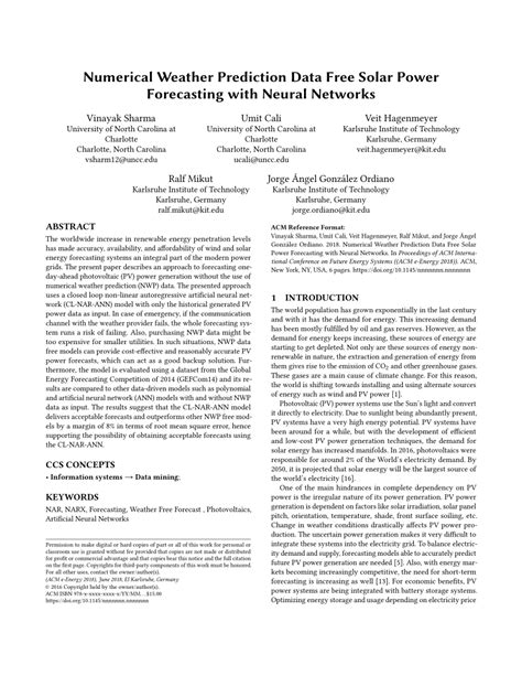 pdf numerical weather prediction data free solar power forecasting with neural networks