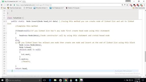 day 15 of code linked list hackerrank java tutorial youtube