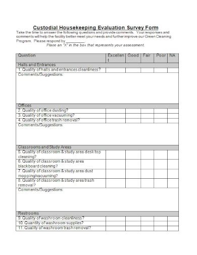 Evaluation Form Sample For Housekeeping Evaluationform Net