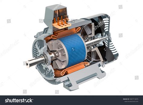 Section Industrial Electric Motor 3d Rendering Stock Illustration