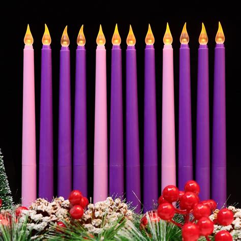 Qooenz 12pcs LED Flameless Advent Candles Taper Flameless Candle