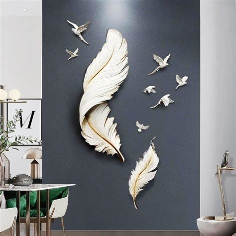 Amazon Metal Feather Wall Decor With 7 Flying Birds Elegant Large