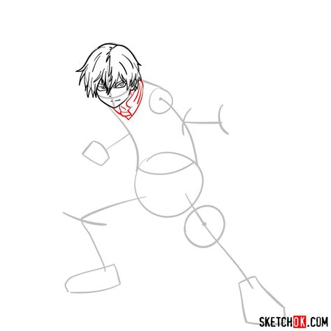 How To Draw Shoto Todoroki In Action Pose Sketchok Easy Drawing Guides