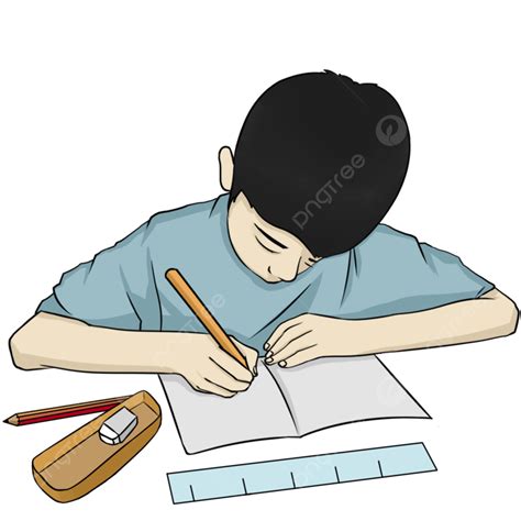 Student Homework Clipart Transparent Background Student Writing Summer