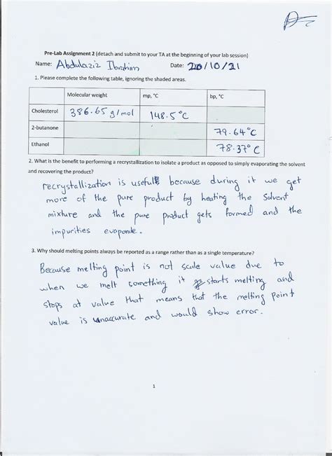 Pre Lab Pre Lab Assignment For Chem Sce Studocu