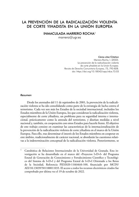 PDF La prevención de la radicalización violenta de corte yihadista en