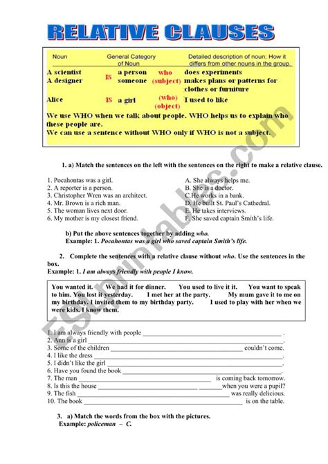 Relative Clauses ESL Worksheet By 70Anatoly