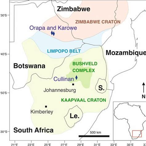 Simplified Geological Map Of South Africa With The Kaapvaal And The