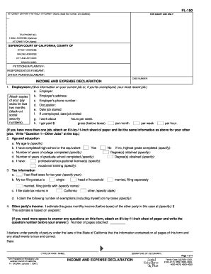 Fillable Online FL 150 Income And Expense Declaration Fax Email Print