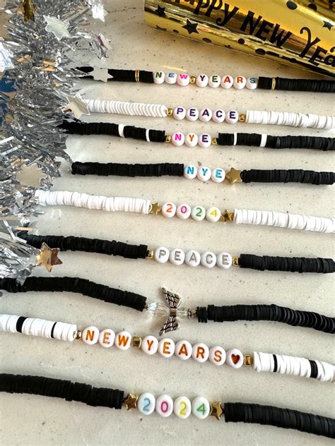 New Years Heishi Bracelet Custom Word Bracelet Heishi Disc Beaded