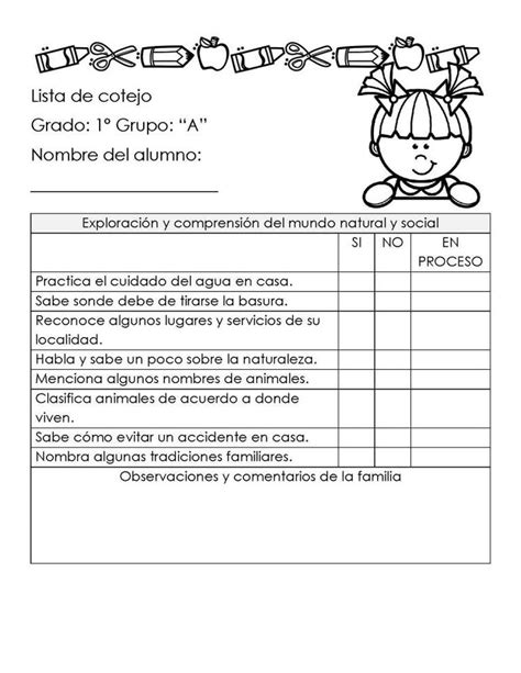 Preescolar Listas De Cotejo Preescolar Imagenes Educa