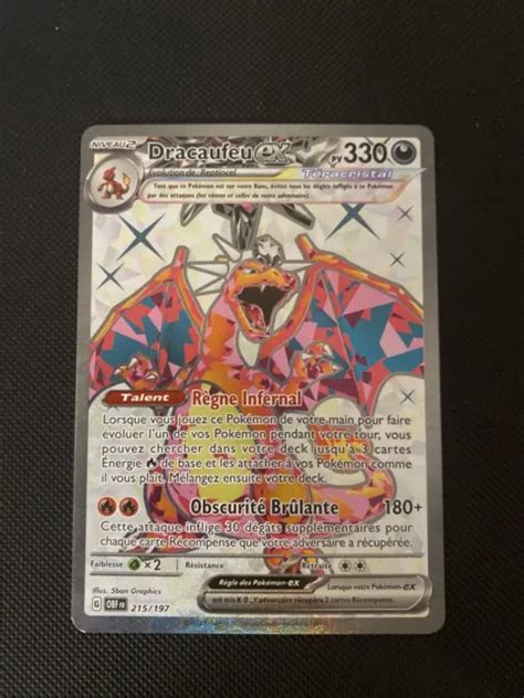 CARTE POKÉMON DRACAUFEU EX 215 197 EV03 Flammes Obsidiennes neuve FR