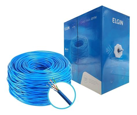 Cabo De Rede Elgin Cat5 Cftv 4 Pares Caixa 305 Metros