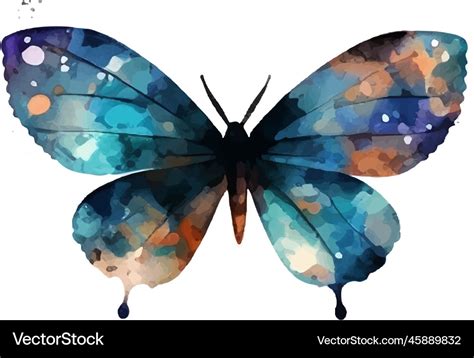 Blue Purple Butterfly Watercolor Isolated Vector Image