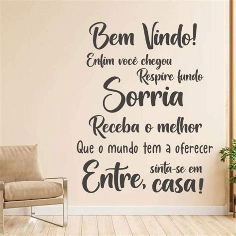 Adesivo De Parede Frase Para O Seu Lar Bem Vindo Sinta Se Em Casa