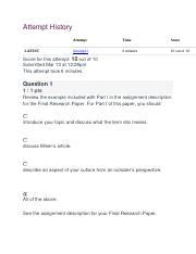 ANT 101 Week Four Final Research Paper Review Docx Attempt History