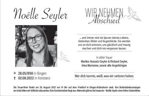 Traueranzeigen Von Noelle Seyler Vrm Trauer De