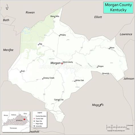 A Map Showing The Location Of Morgan County Kentucky