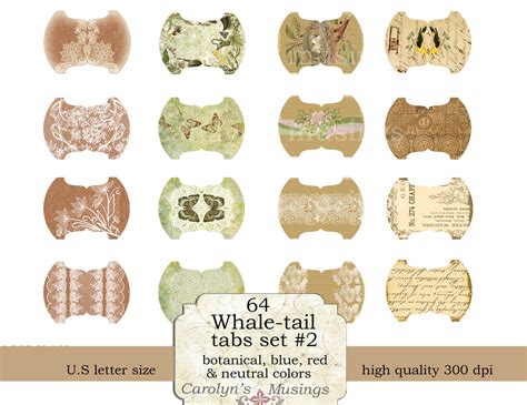 Printable Whale Tail Tabs Set2 For Junk Journals Prayer Etsy