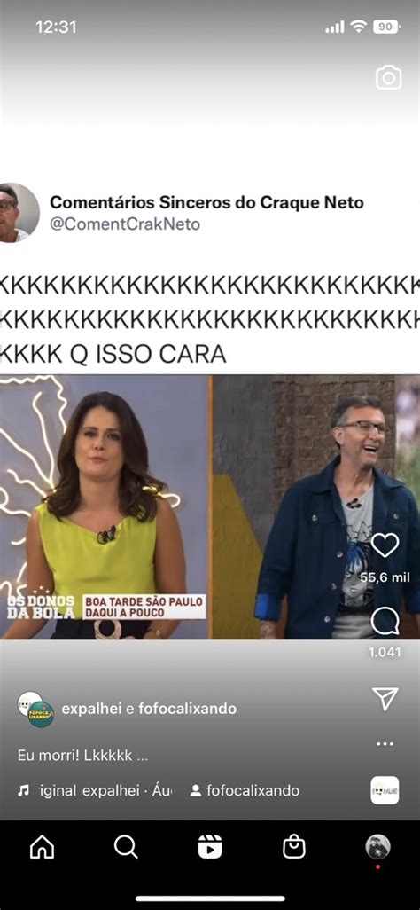 Comentários Sinceros do Craque Neto on Twitter vendo reels no