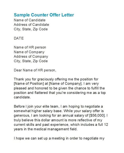 The Best Counter Offer Salary Negotiation Letter Sample Pertaining To
