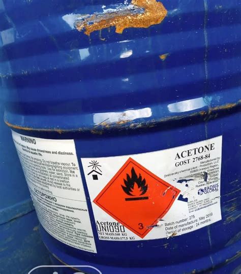 Acetone Solvent 99 160 Kg Drum For Industrial Equipment Cleaning At