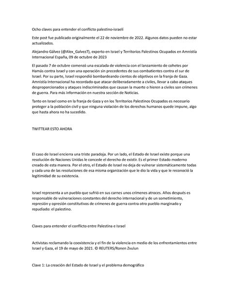 Ocho Claves Para Entender El Conflicto Palestino Ocho Claves Para