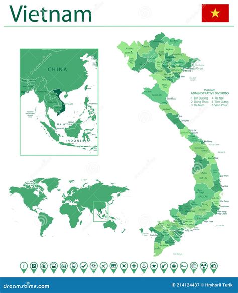 Vietnam Detallado Mapa Y Bandera Vietnam En El Mapa Del Mundo