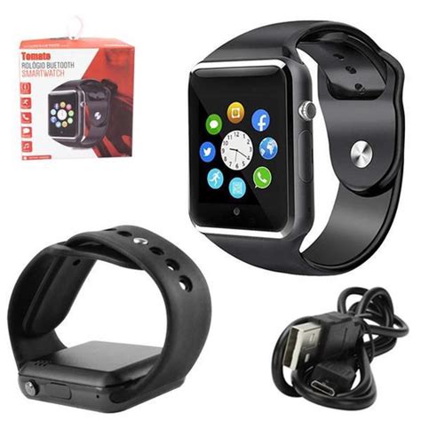Relogio Inteligente Swartwatch Bluetooth Faz E Recebe Ligacoes Preto A