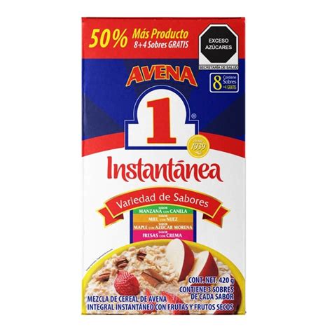 Avena Instantanea N1 Integral Con Frutas Y Frutos Secos 12 Sobres De 35