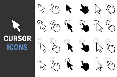 Premium Vector Computer Mouse Click Cursor Gray Arrow Icons Set And