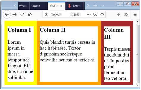 html css layout tutorial with 2 and 3 column design example code
