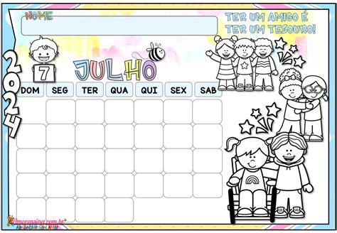 Calendário Mês de Julho 2024